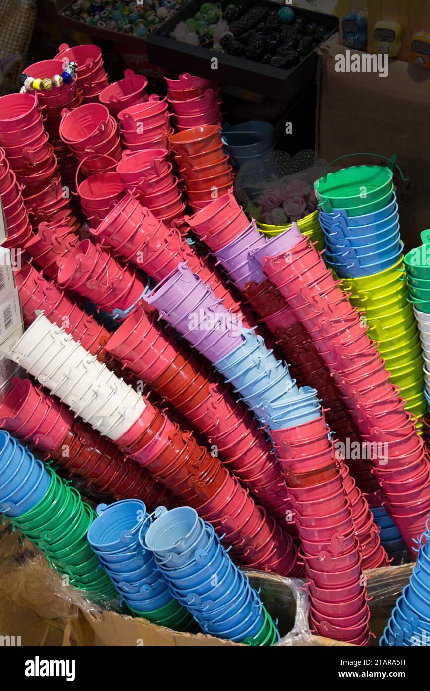 Various colors in buckets hi-res stock photography and images - Alamy