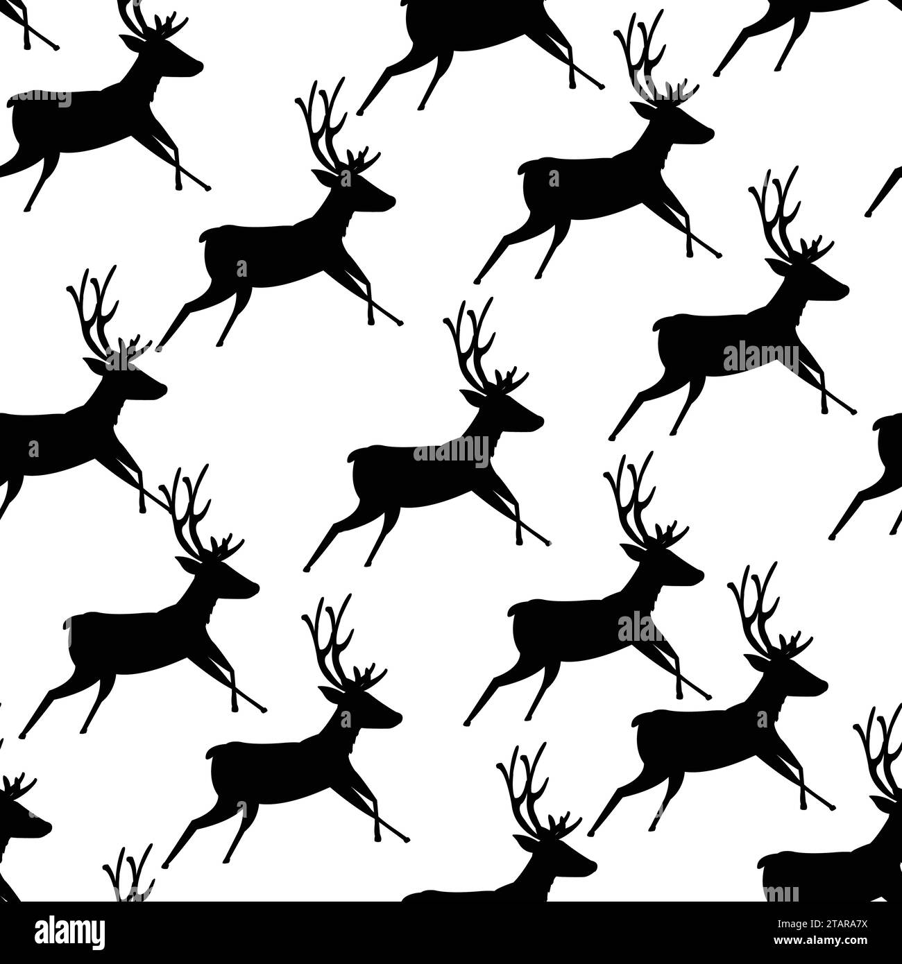 Reindeer pattern vector; silhouettes of reindeers on white background ...