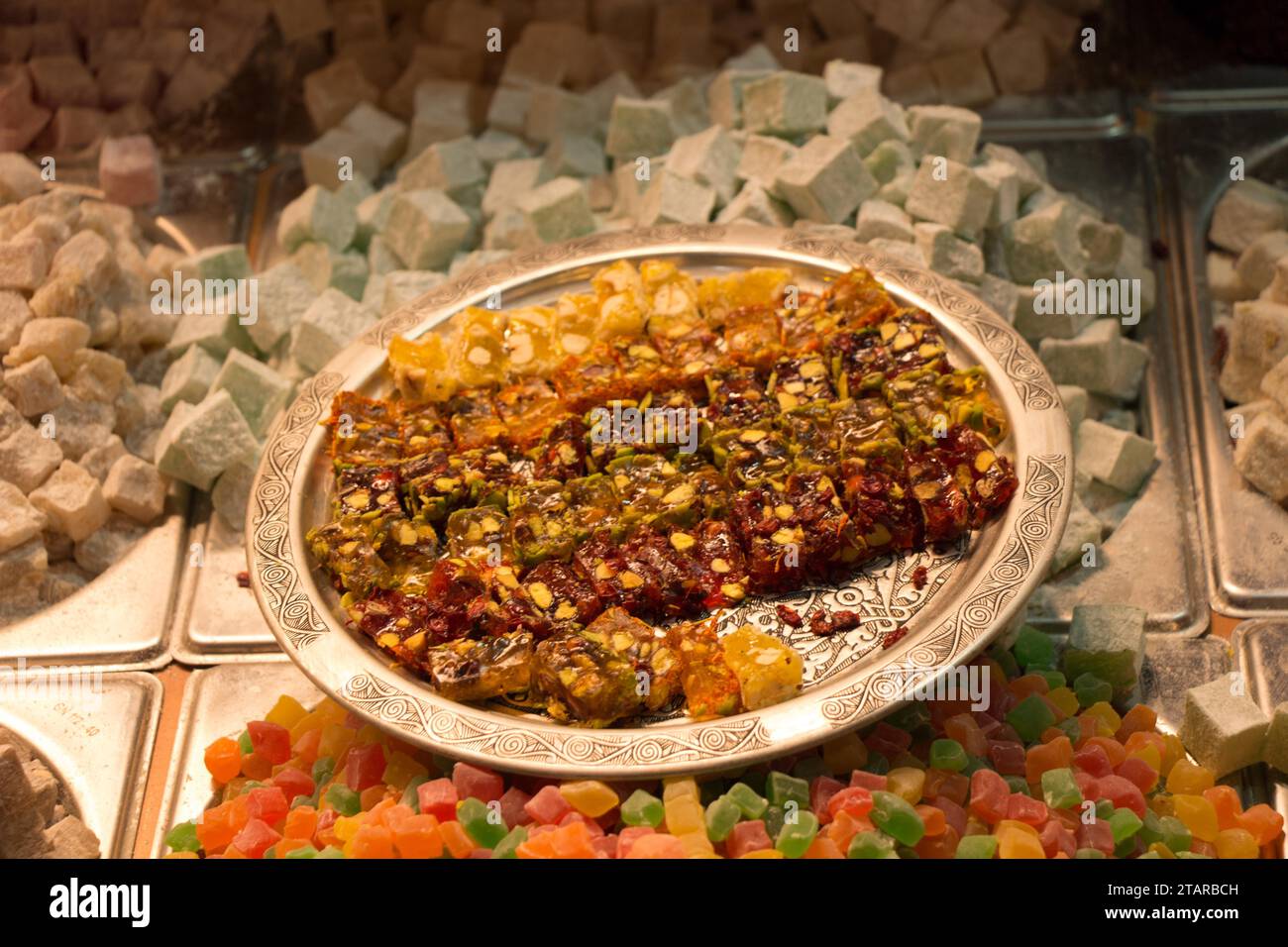 Load of traditional turkish delight rahat lokum Stock Photo - Alamy