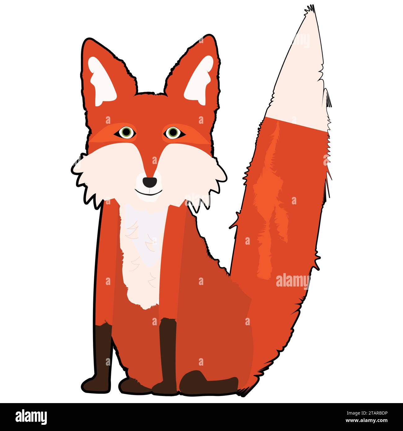 Illustrated standing fox design; isolated abstract design of an fox on ...