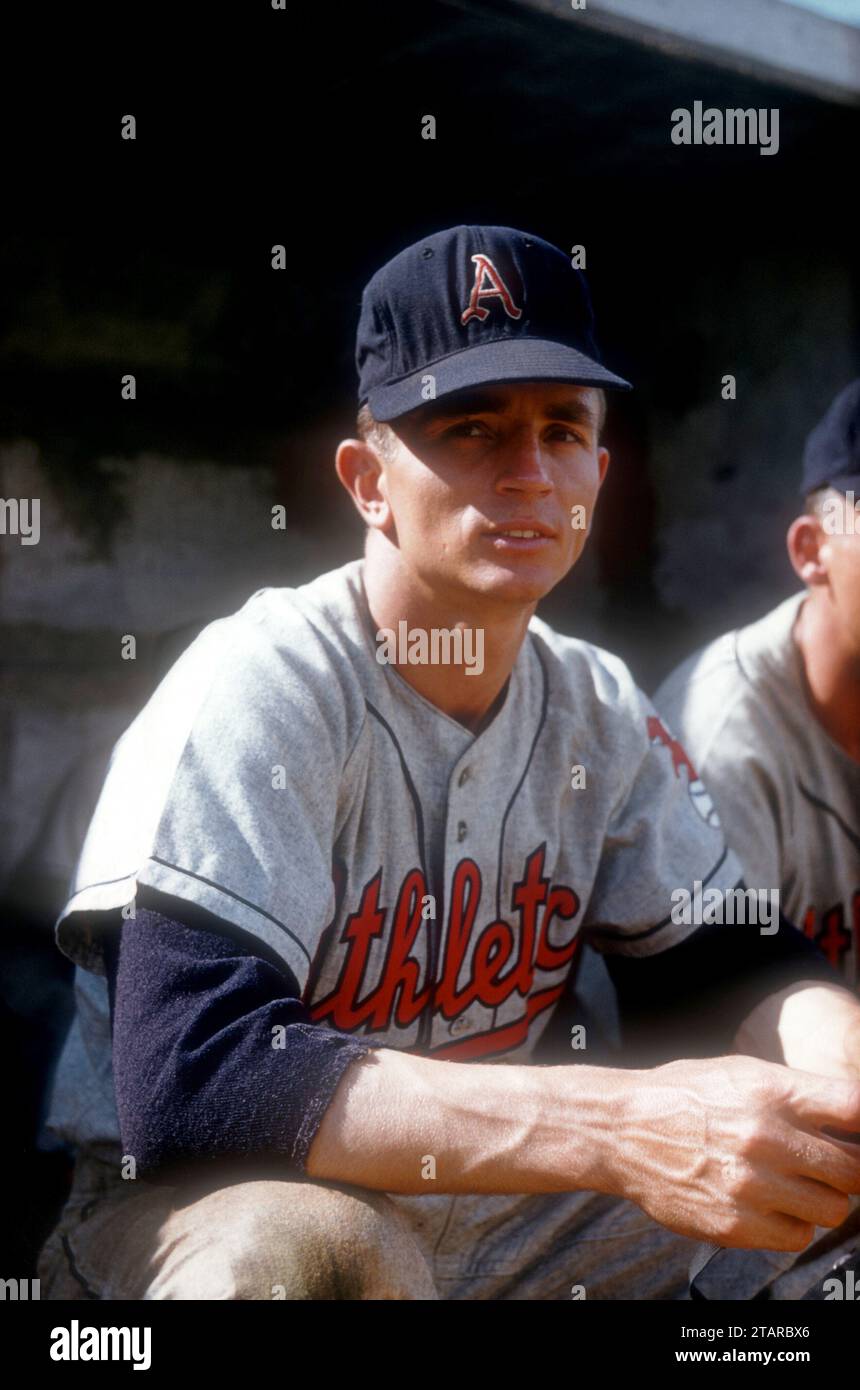 FL - MARCH, 1957: Milt Graff #4 of the Kansas City Athletics sits on ...