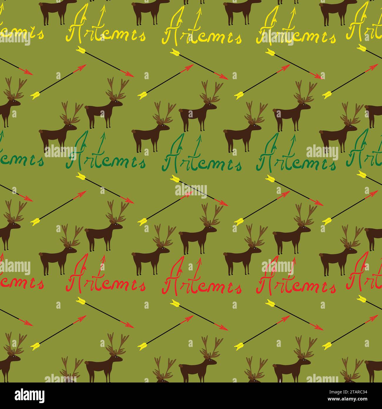 Seamless pattern with writing stag and arrow with white background ...