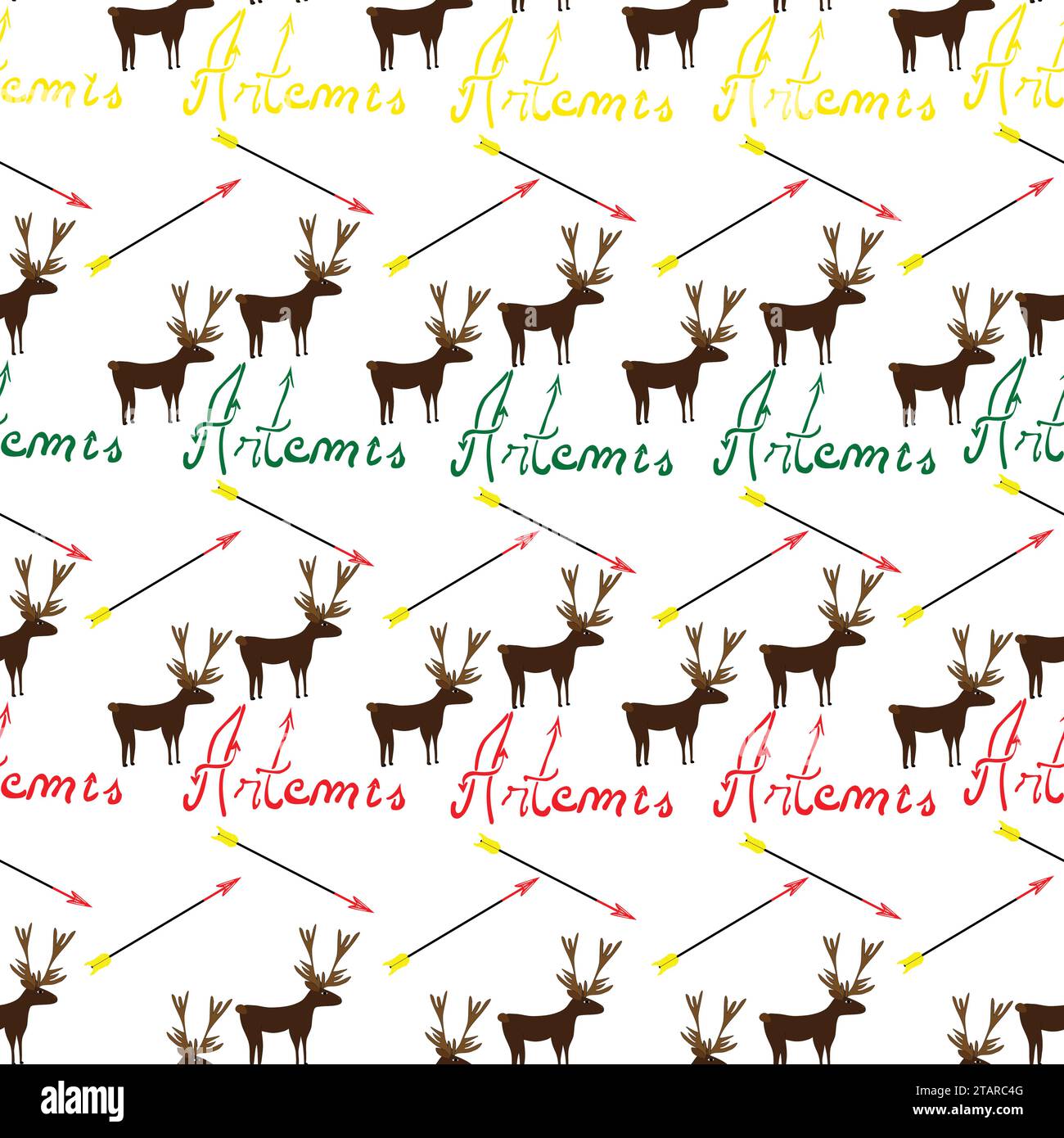 Seamless pattern with writing stag and arrow with white background ...