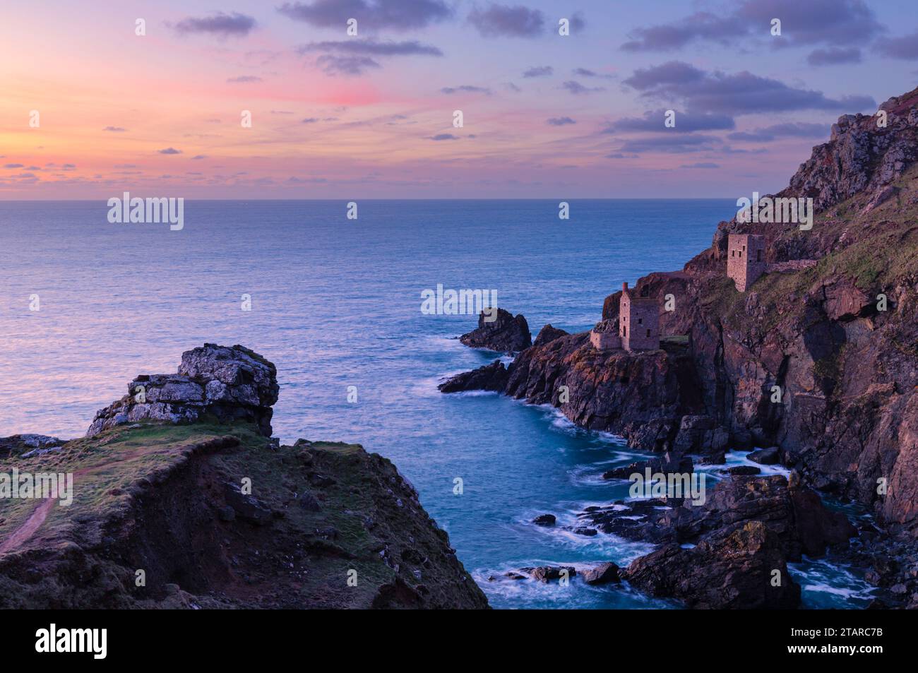 Sunset over the Crown Engine Houses Stock Photo - Alamy