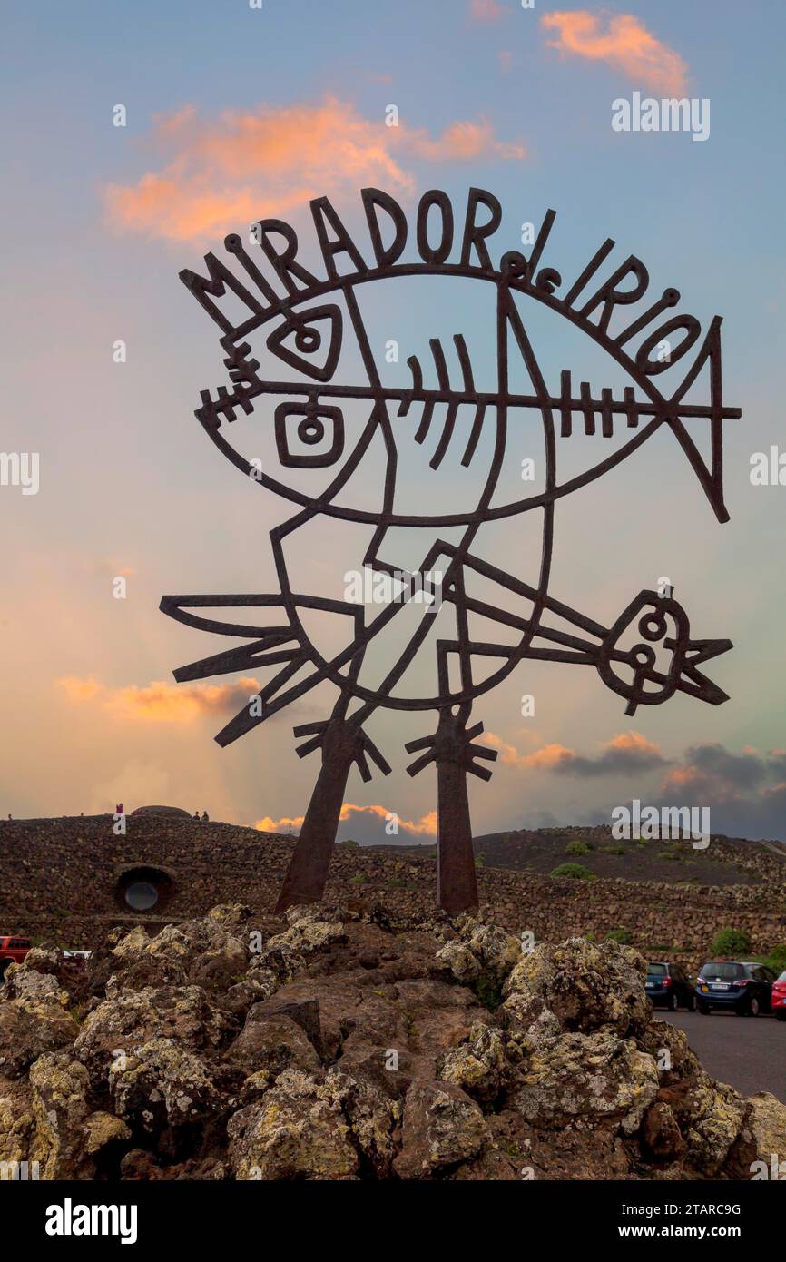 Sculpture by Cesar Manrique in front of the Mirador del Rio, Lanzarote ...