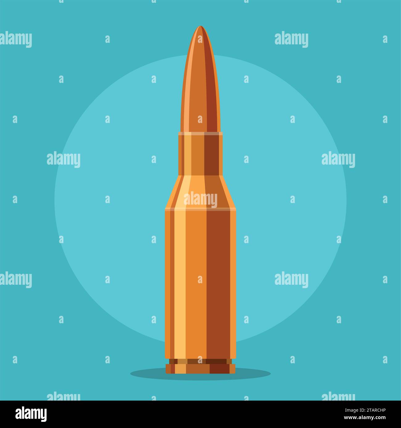 Bullet rifle icon in flat style isolated on blue background. Cartridge ...