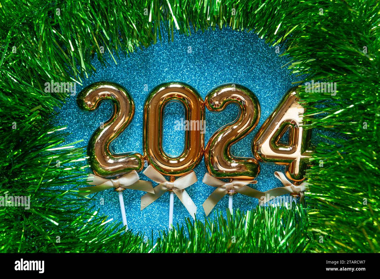 Happy New Year 2024 - Orange gold numbers on glitter background stock ...