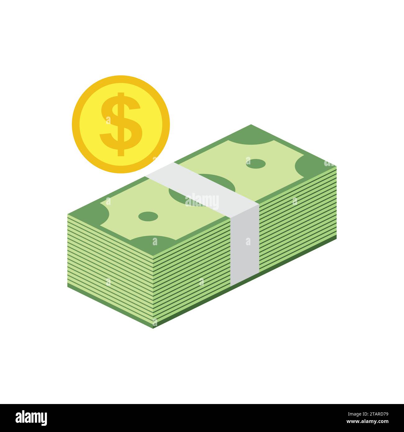 Stack of Cash and Gold Coin Icon in flat style isolated on white ...