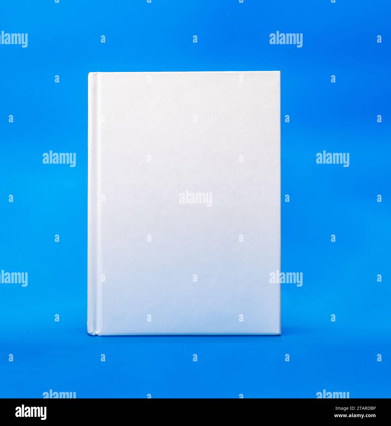 Hard book cover mockup. Textbook hardcover, hardback mock-up on blue ...