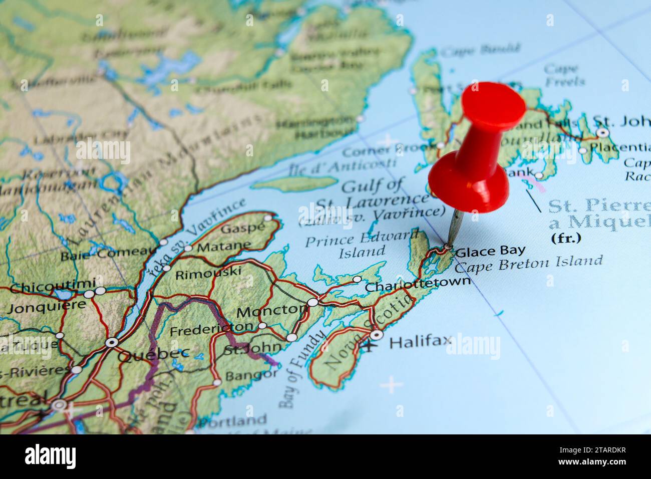 Glace Bay, Canada pin on map Stock Photo - Alamy