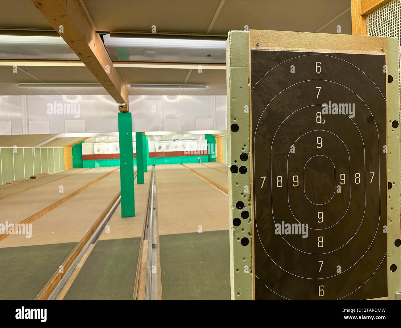 Modern Shooting Range with Target in an Illuminated Underground Tunnel ...