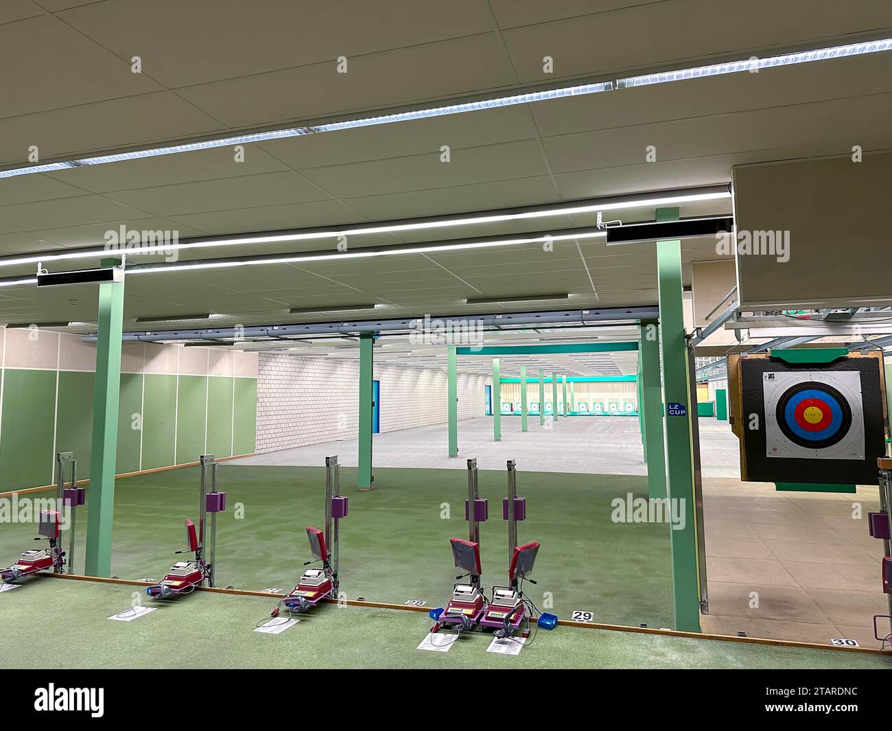Modern 50 Meters Shooting Range in an Illuminated Underground Tunnel in ...