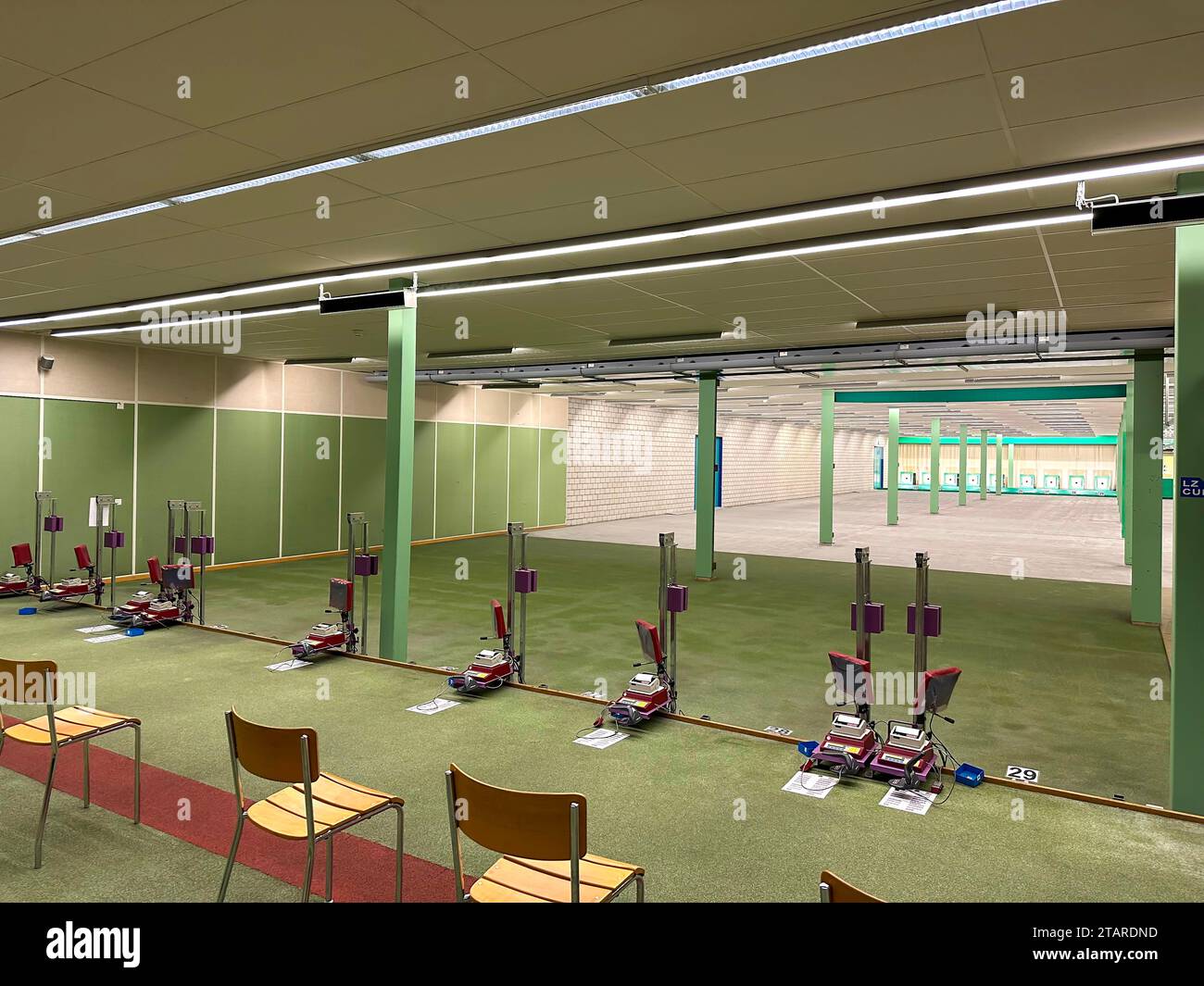 Modern 50 Meters Shooting Range in an Illuminated Underground Tunnel in ...