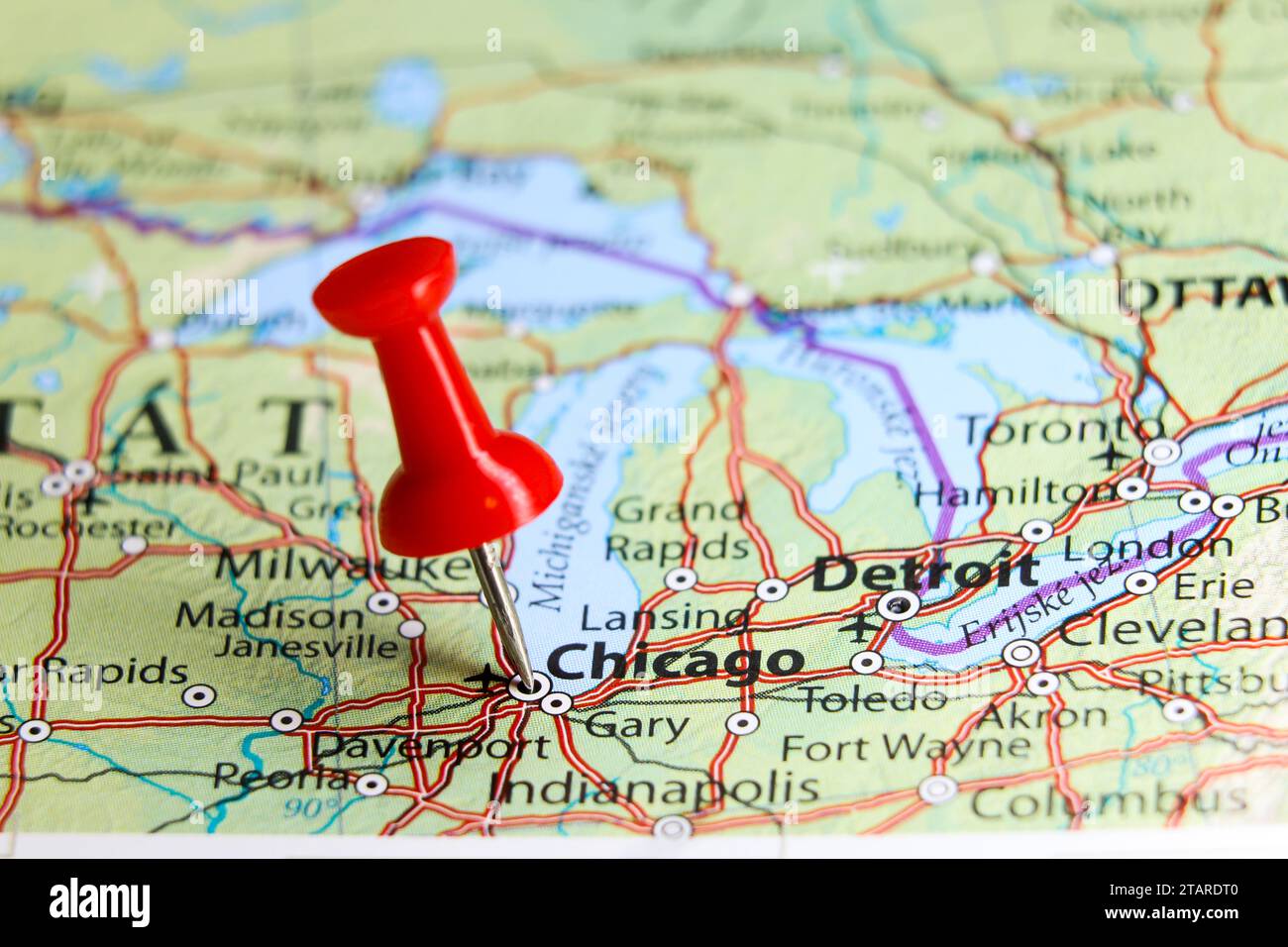 Chicago, Illinois pin on map Stock Photo - Alamy