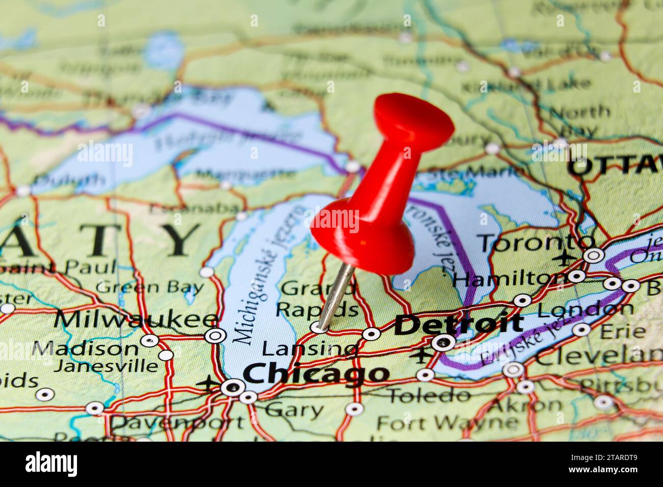 Michigan pin on map hi-res stock photography and images - Alamy