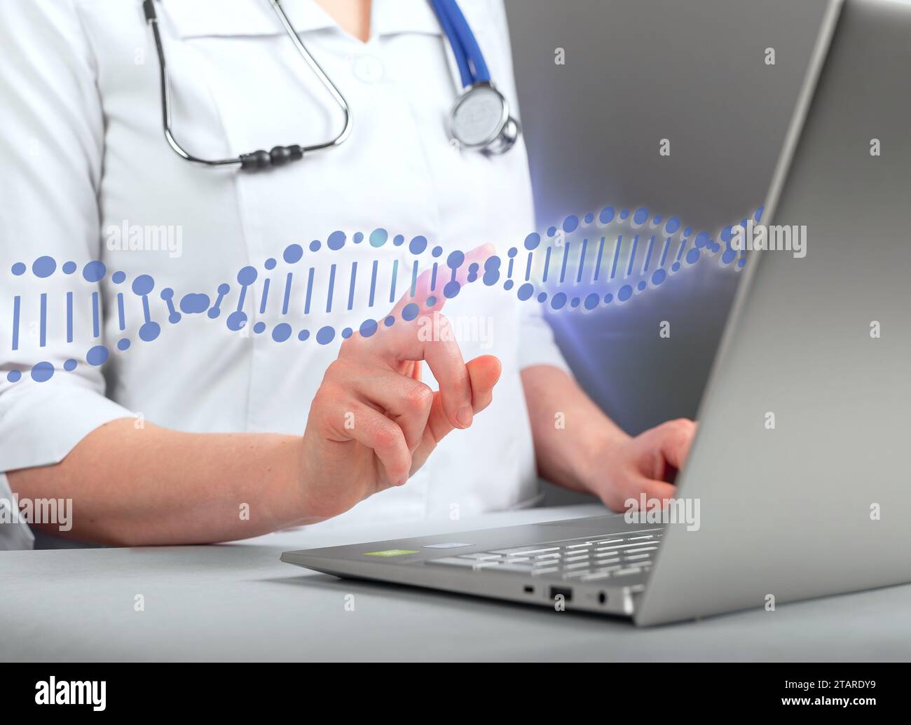 DNA and genetic engineering concept. Doctor working, studying genes ...