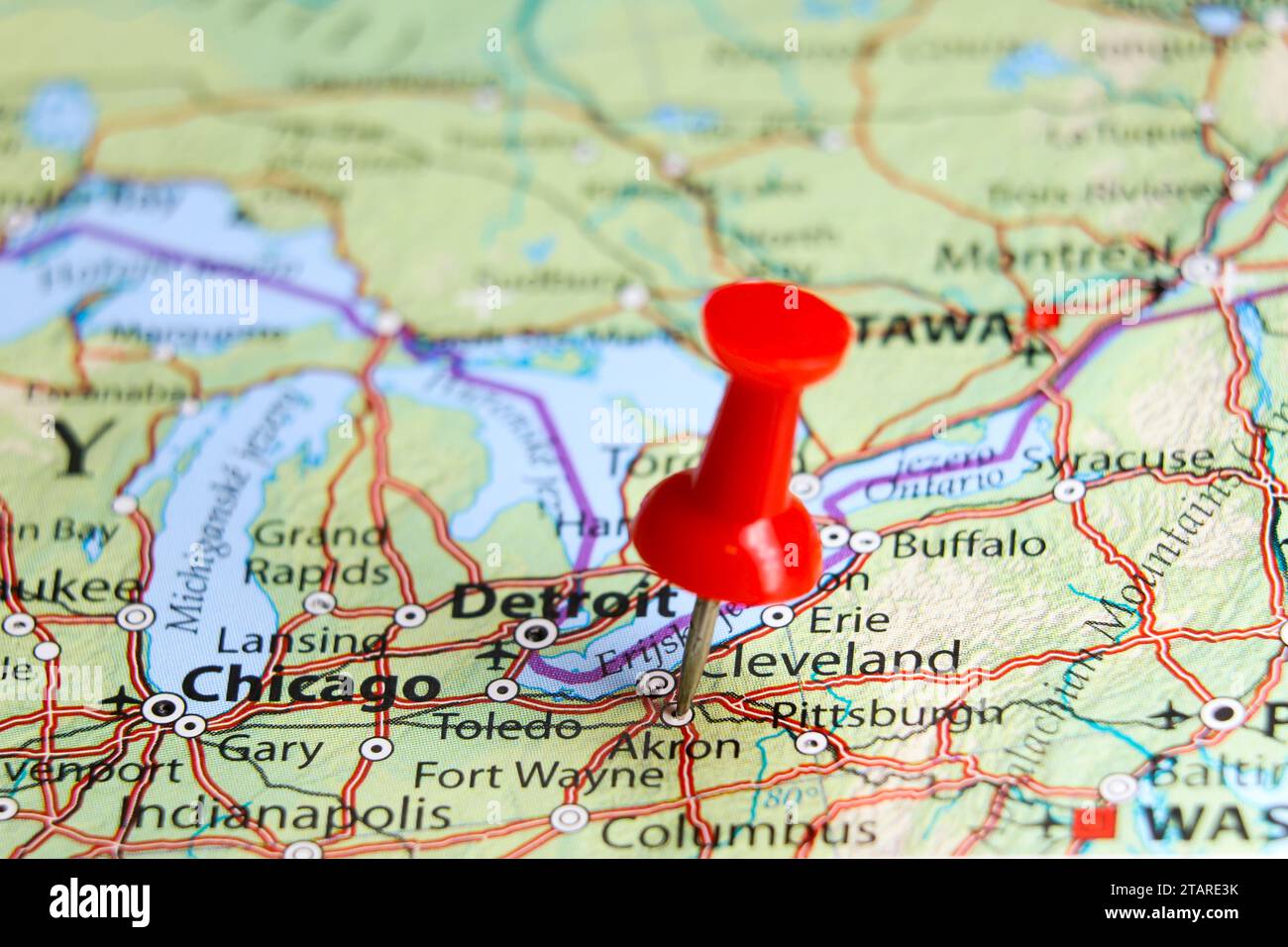 Akron, Ohio pin on map Stock Photo - Alamy