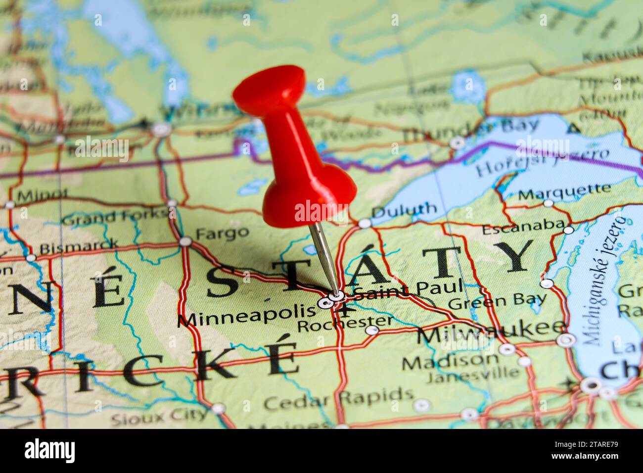 Saint Paul, Minnesota pin on map Stock Photo - Alamy
