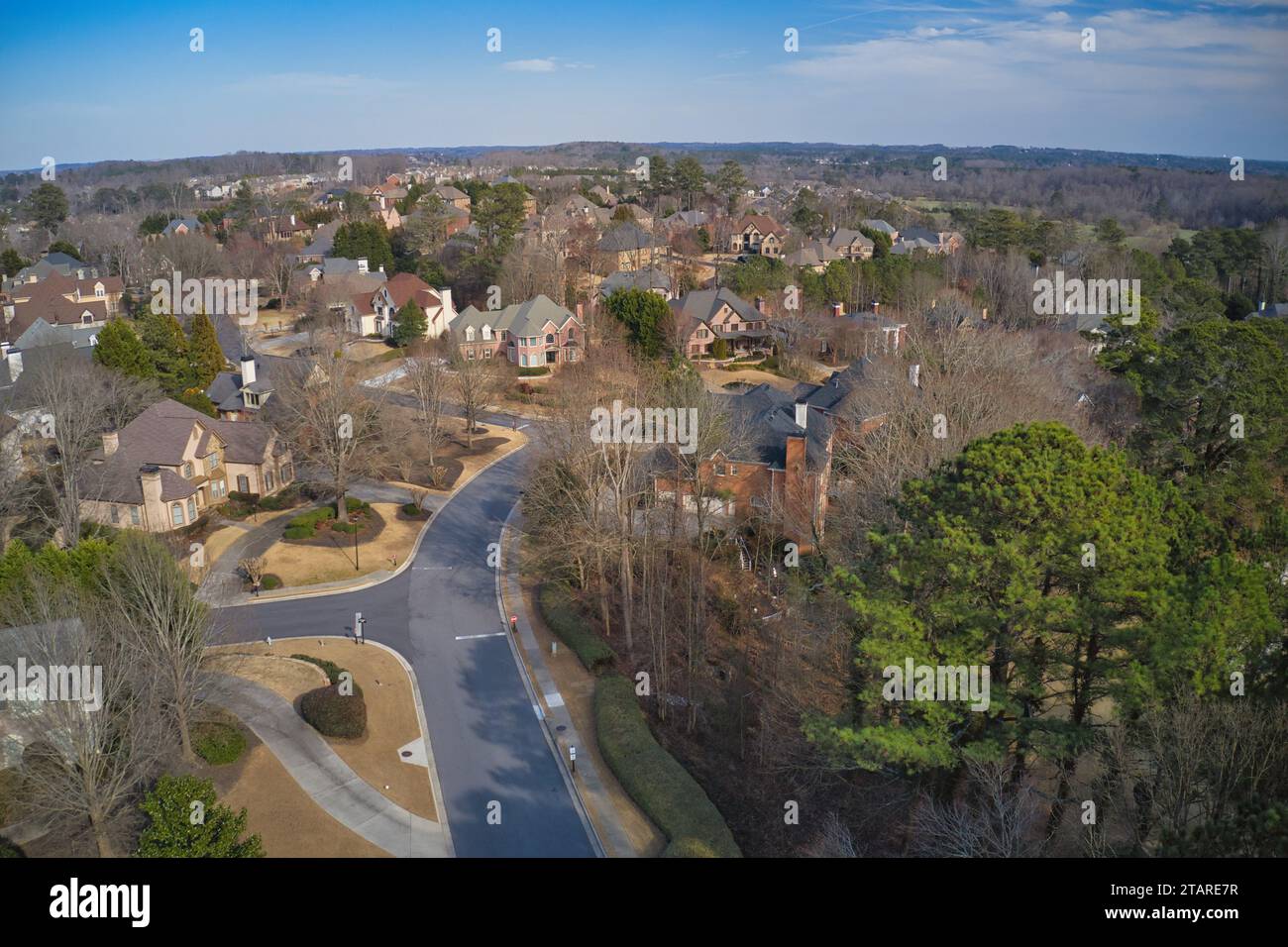 A Panoramic aerial view of a beautiful sub division shot by a drone ...