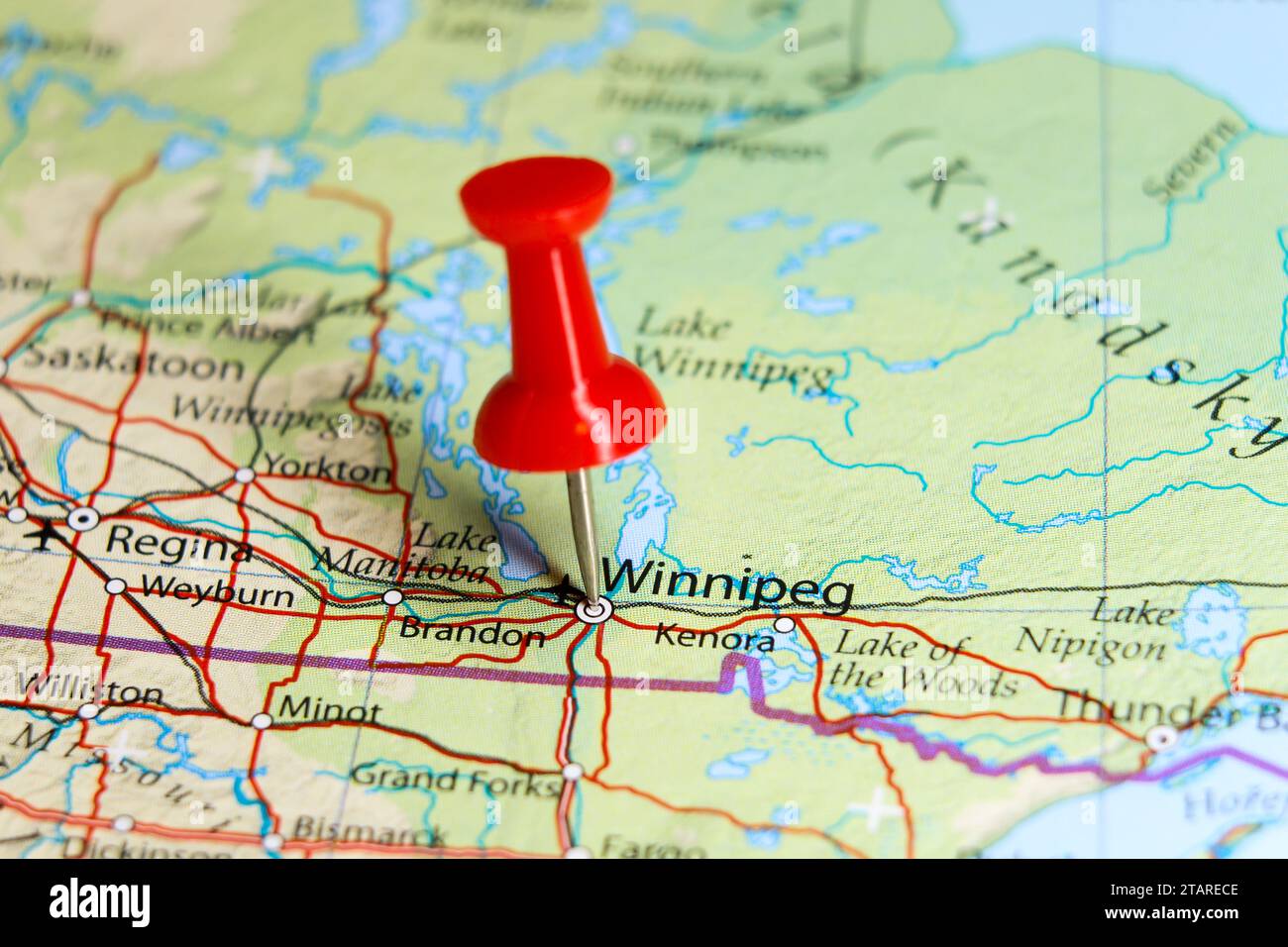 Winnipeg, Canada pin on map Stock Photo - Alamy
