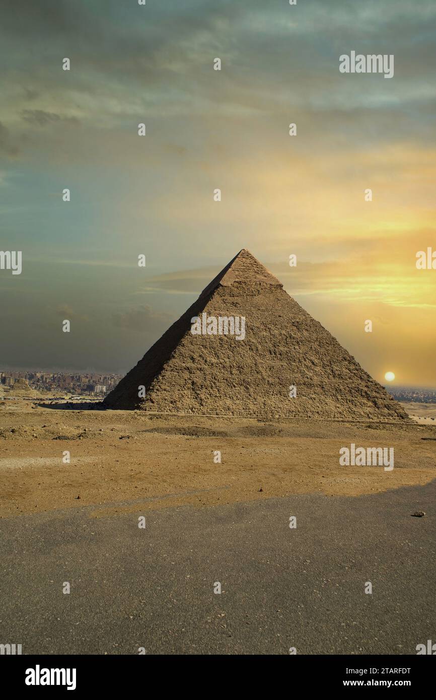 Panoramic view of famous Giza Pyramids in Egypt a UNESCO world heritage ...