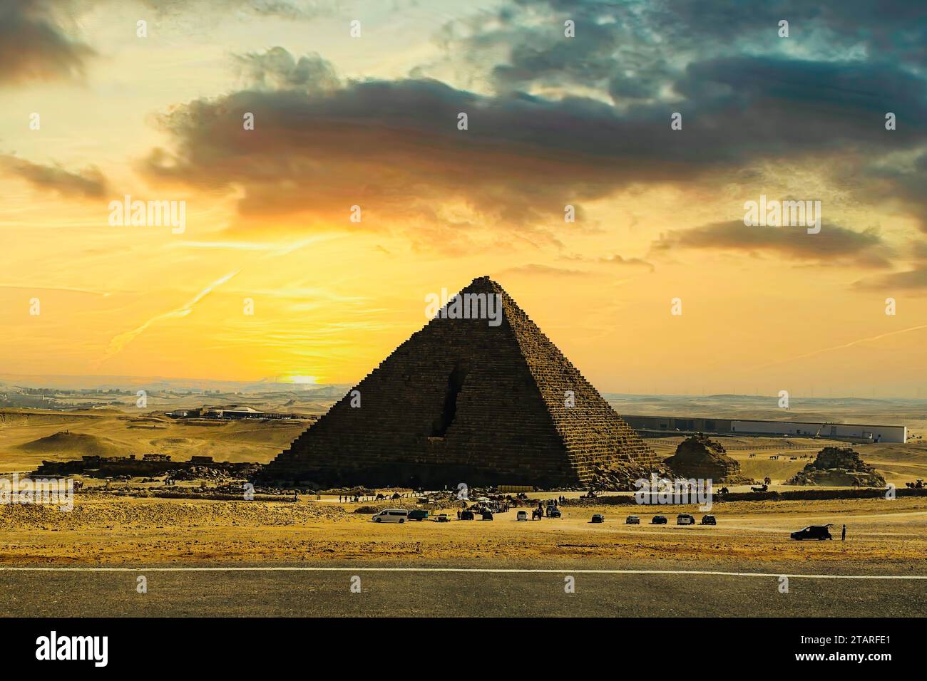 Panoramic view of famous Giza Pyramids in Egypt a UNESCO world heritage ...