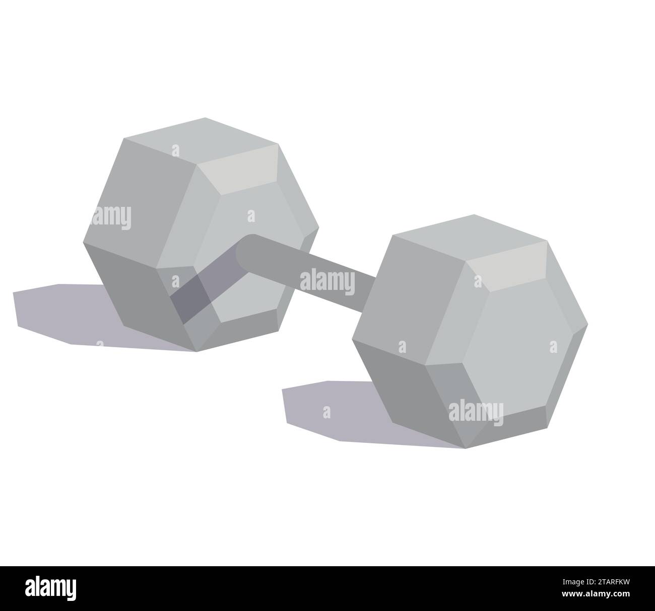 Dumbbell in flat style isolated on white background. Weight lifting flat 3d isometry sport ...
