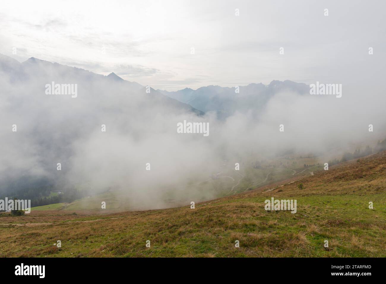 Low hanging clouds on the Penken, Penkenjoch (2095m), view from above ...