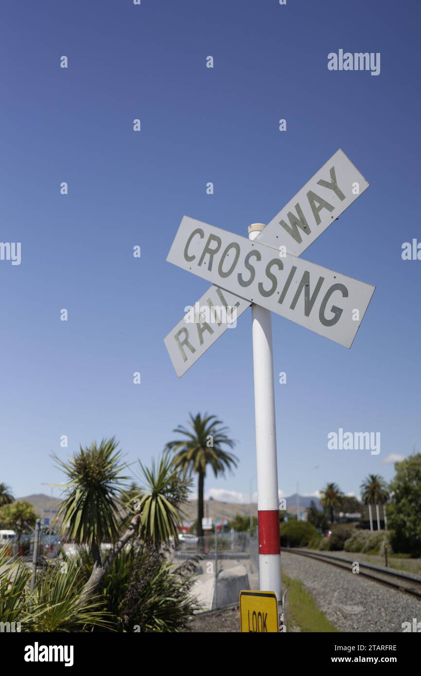 rail crossing signage Stock Photo - Alamy
