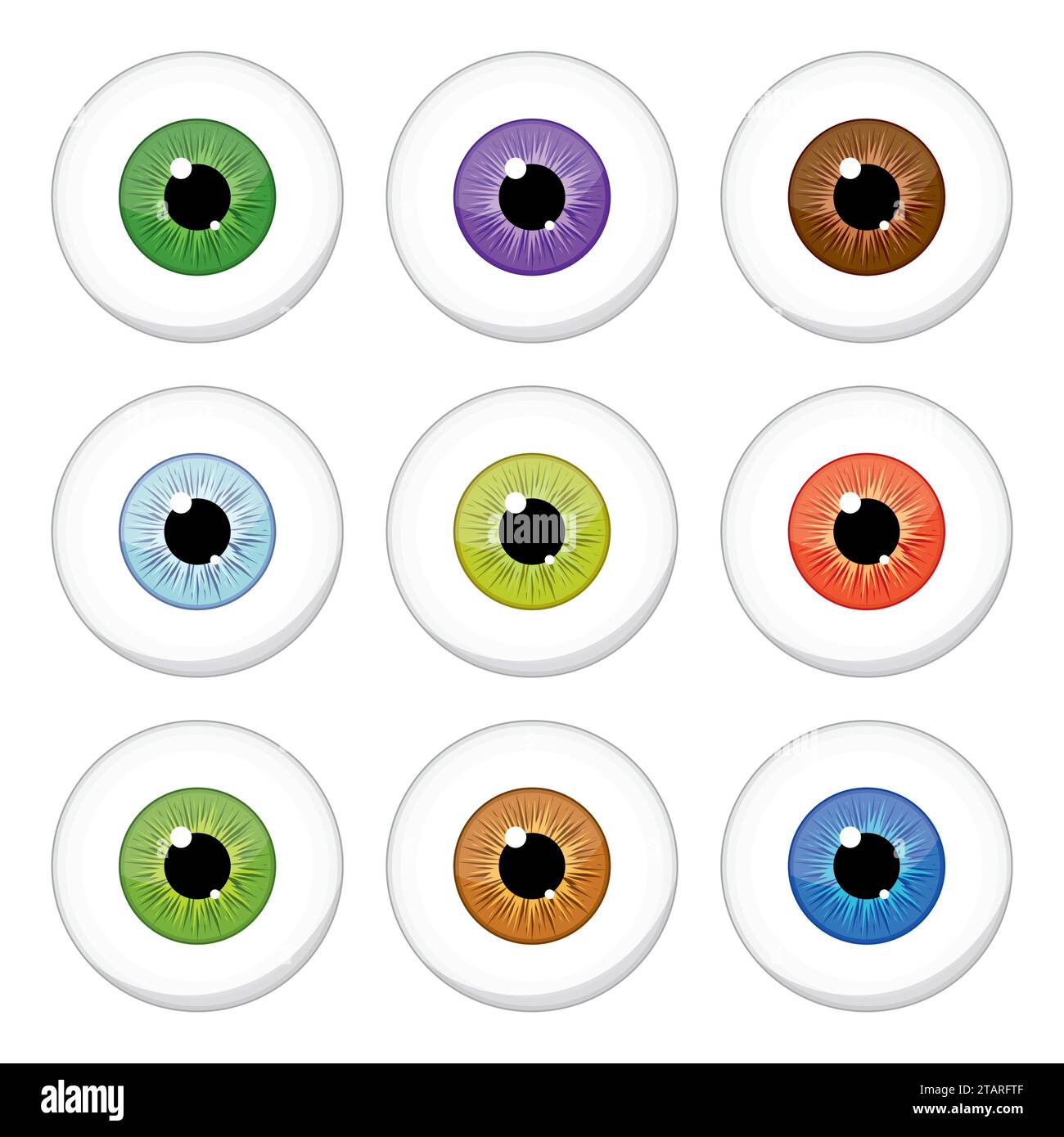 Human eyes set isolated on white background. Colorful eyeballs iris ...