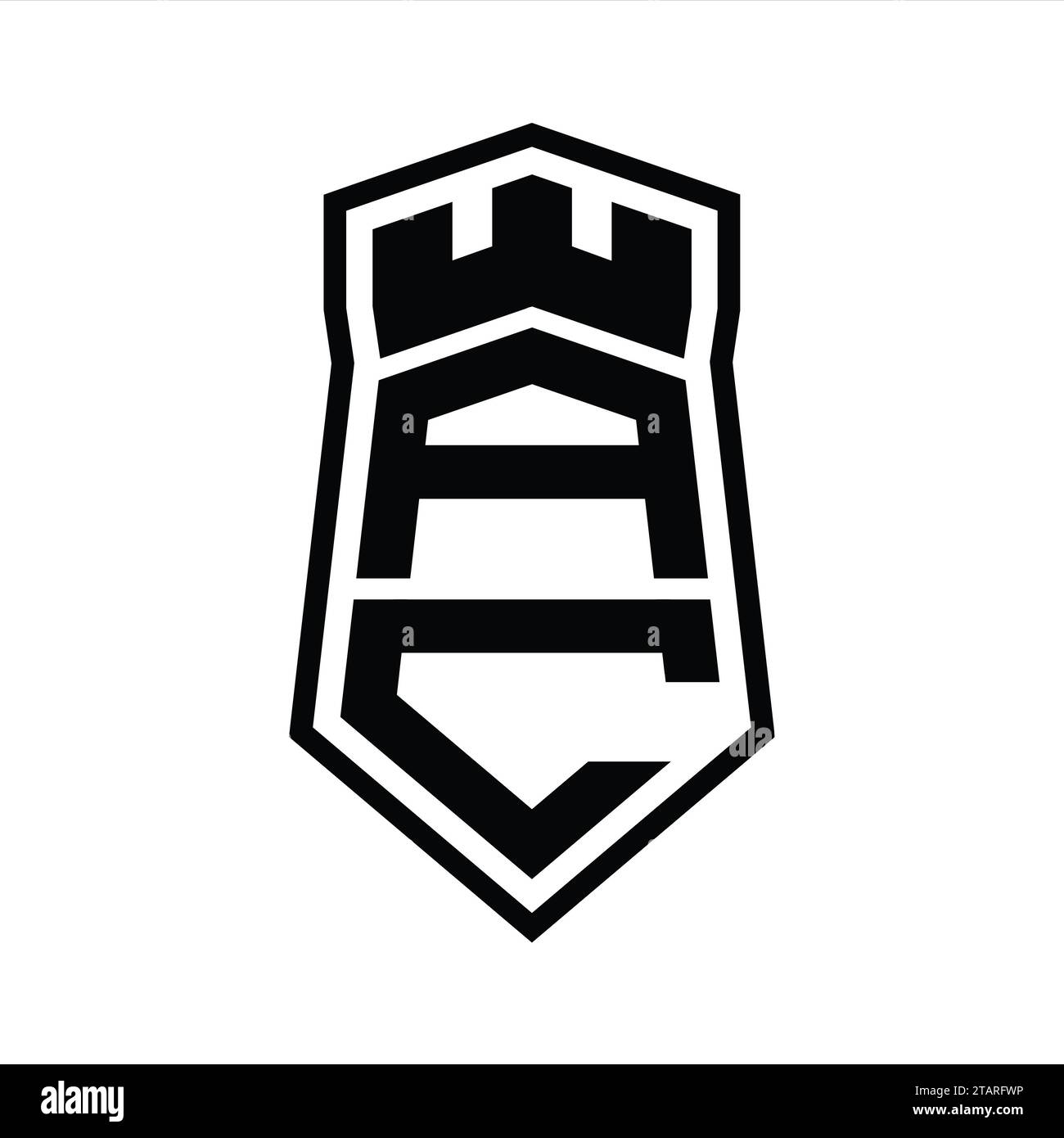 AC Letter Logo monogram hexagon shield shape up and down with crown ...