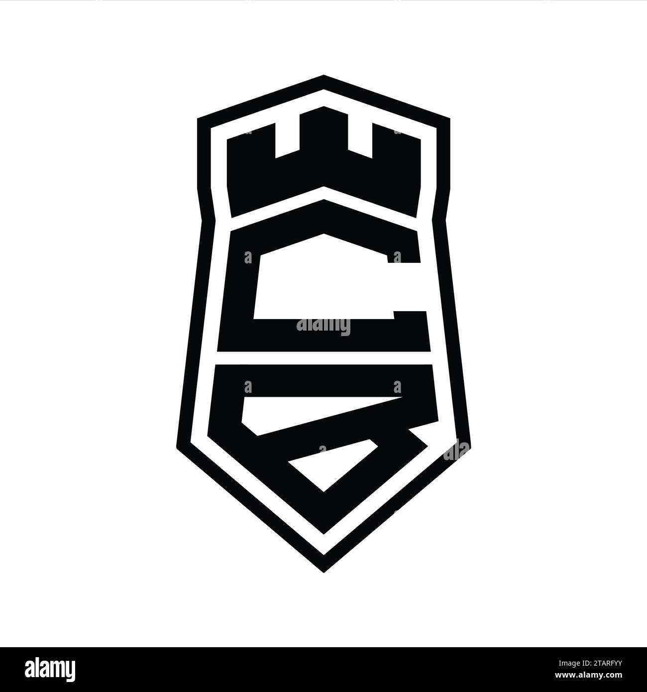 CB Letter Logo monogram hexagon shield shape up and down with crown ...