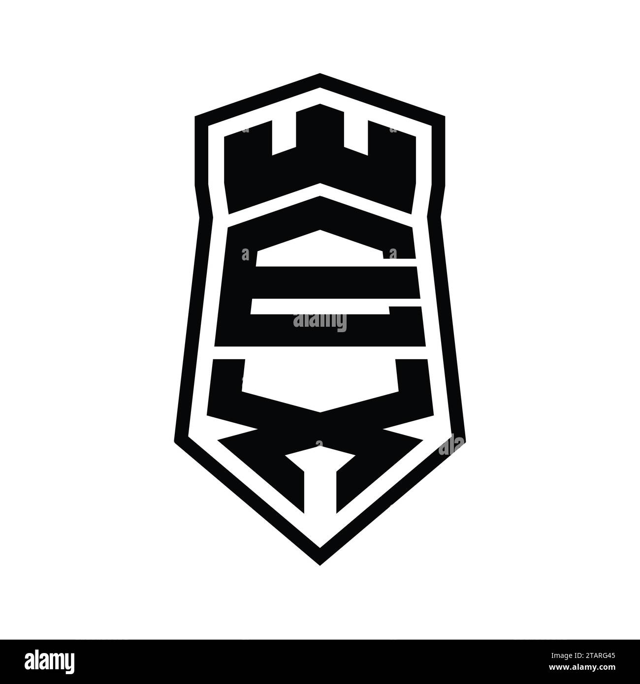 EX Letter Logo monogram hexagon shield shape up and down with crown castle isolated style design ...