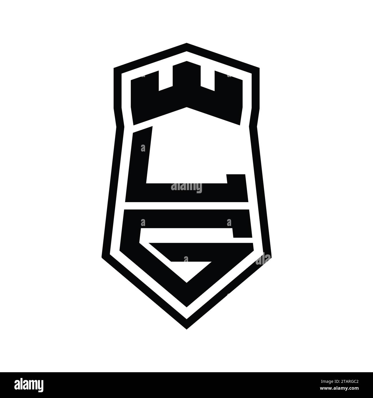 LG Letter Logo monogram hexagon shield shape up and down with crown castle isolated style design ...