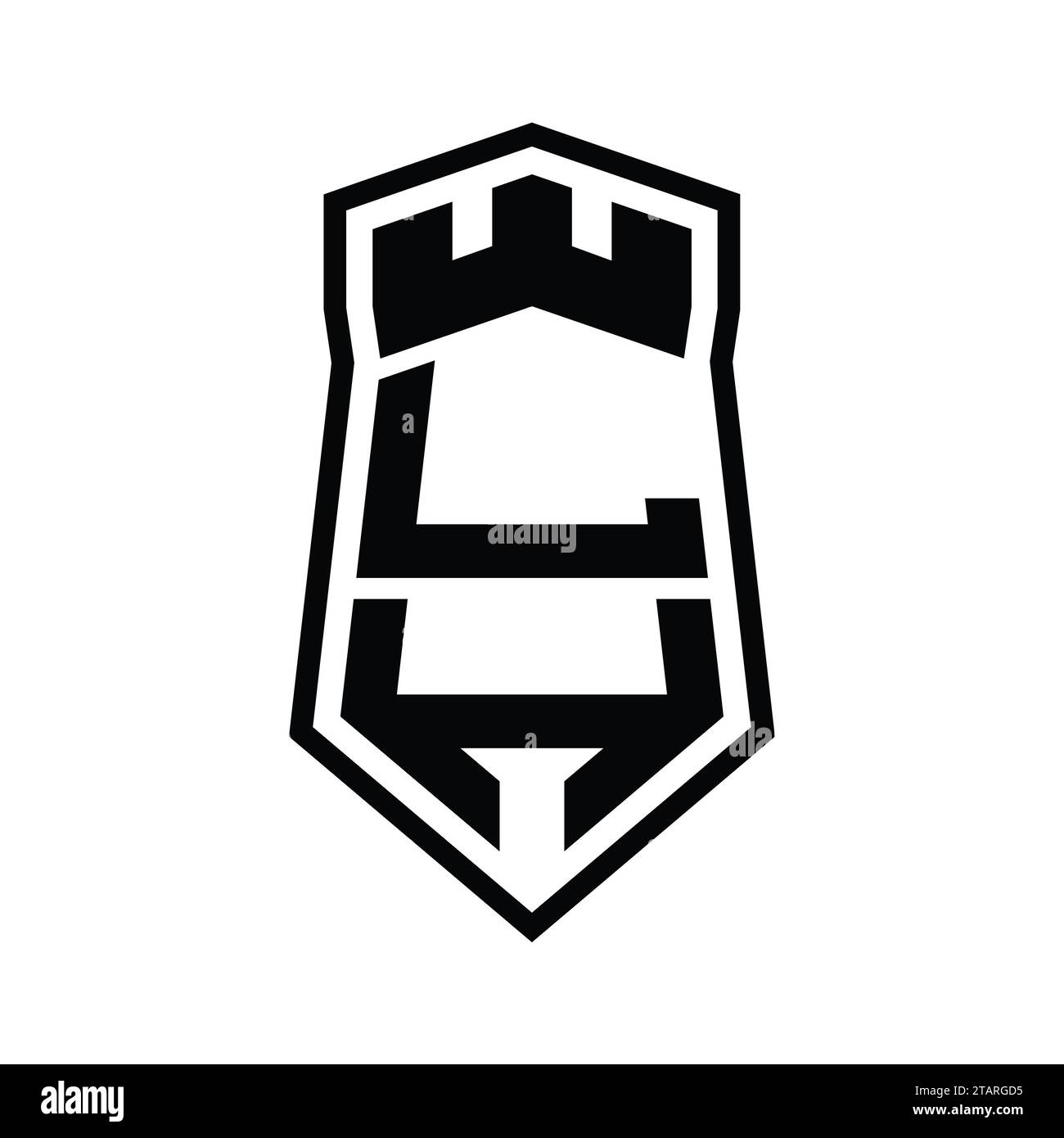 LH Letter Logo monogram hexagon shield shape up and down with crown castle isolated style design ...