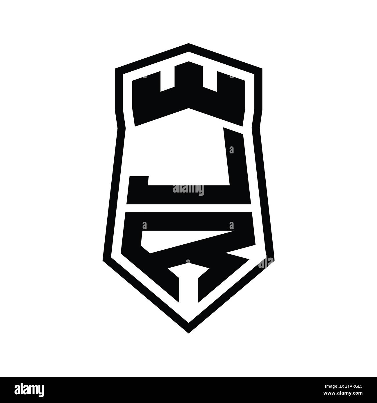 JR Letter Logo monogram hexagon shield shape up and down with crown ...