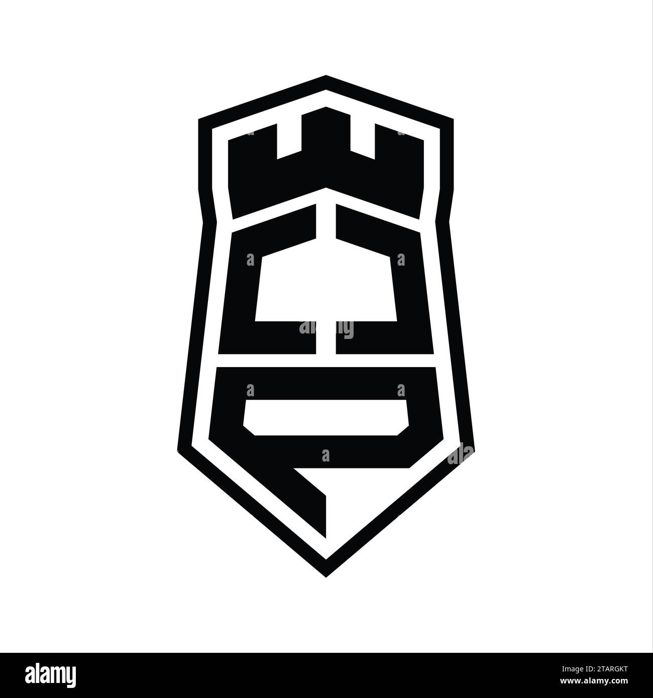 OP Letter Logo monogram hexagon shield shape up and down with crown castle isolated style design ...