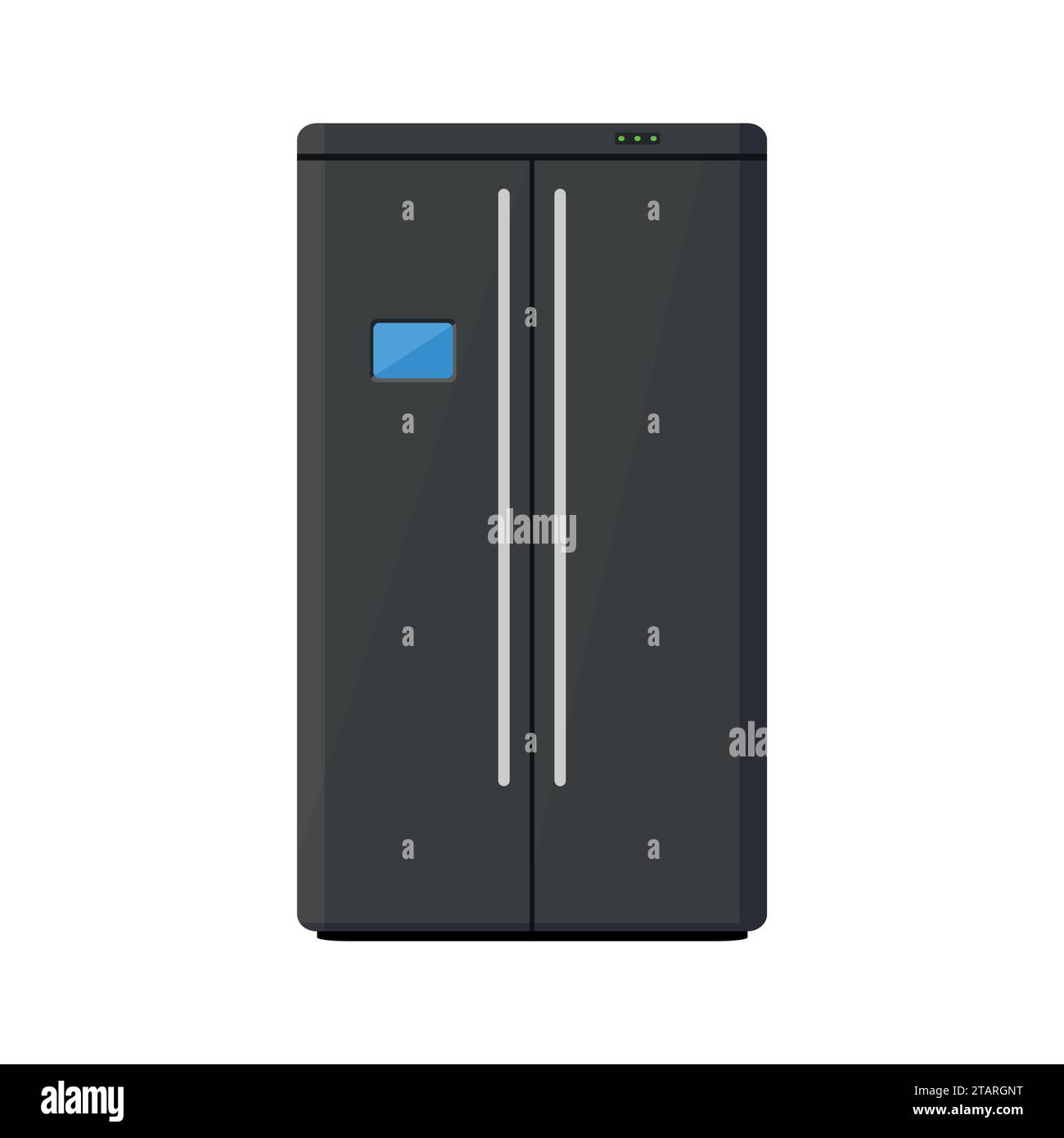 Black modern household appliances fridge with two doors isolated on ...