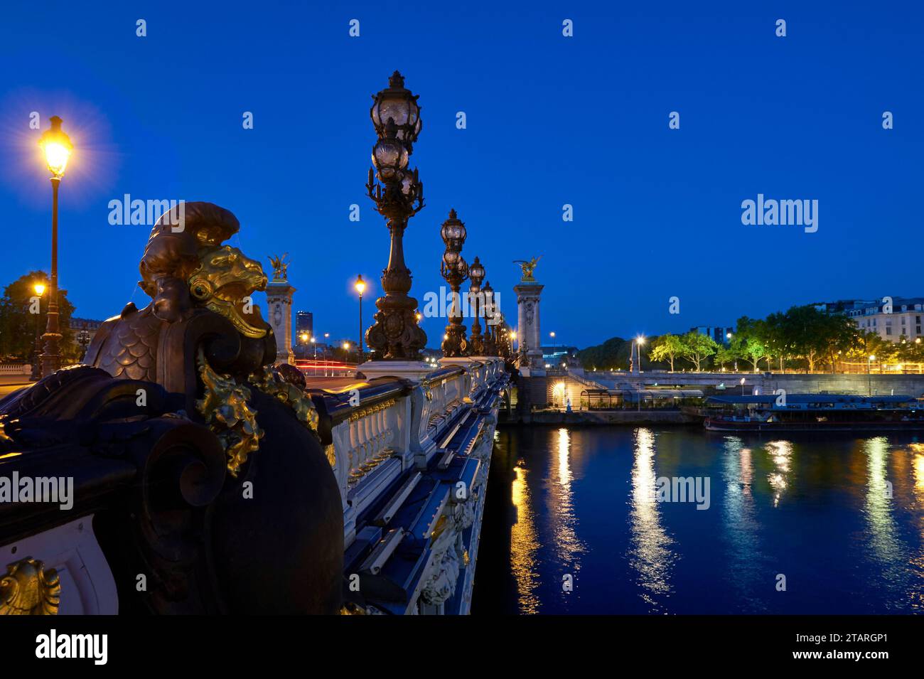 Alexander III bridge at night, Paris Stock Photo - Alamy