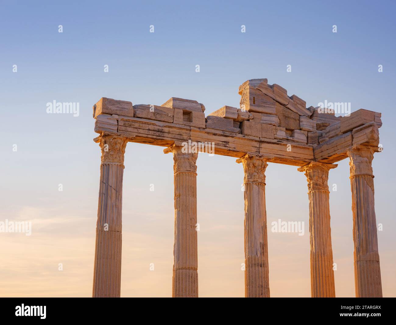 travel to ancient city of Side, Antalya coast of Turkey in tourist low ...
