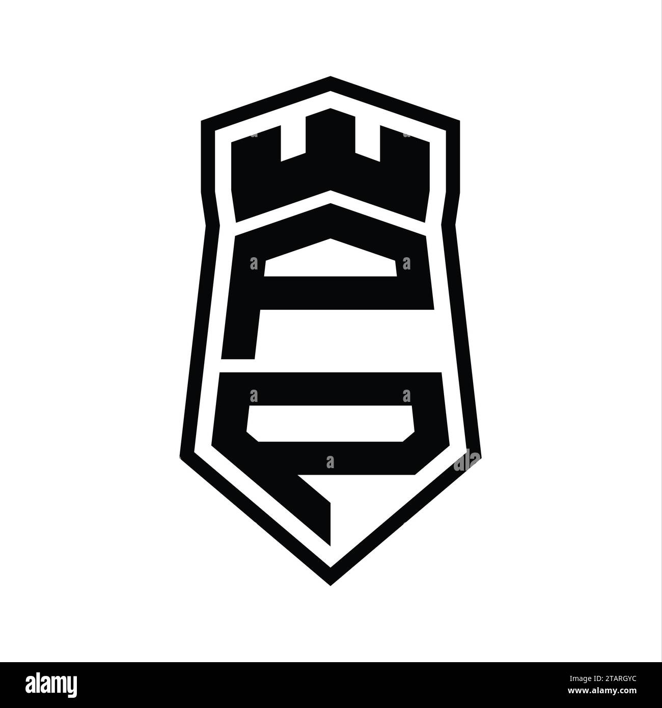 PP Letter Logo monogram hexagon shield shape up and down with crown ...