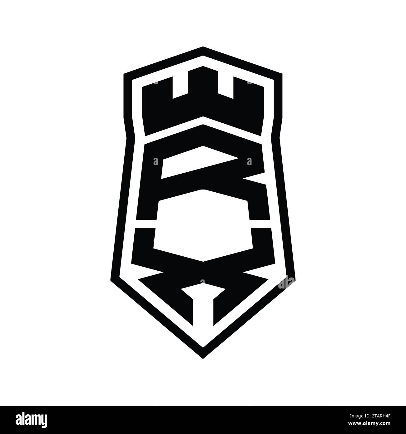 RX Letter Logo monogram hexagon shield shape up and down with crown castle isolated style design ...