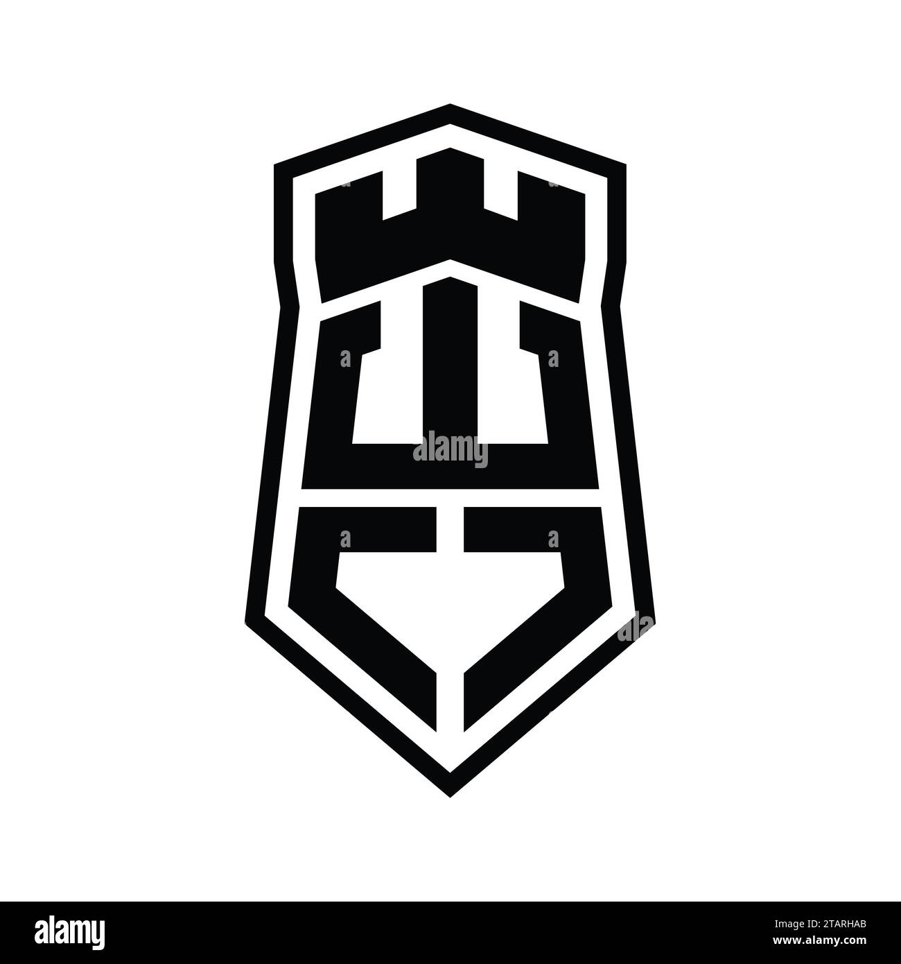 WO Letter Logo monogram hexagon shield shape up and down with crown castle isolated style design ...