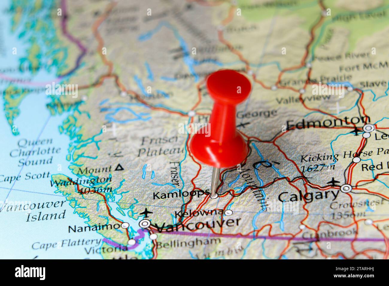 Kamloops, Canada pin on map Stock Photo - Alamy
