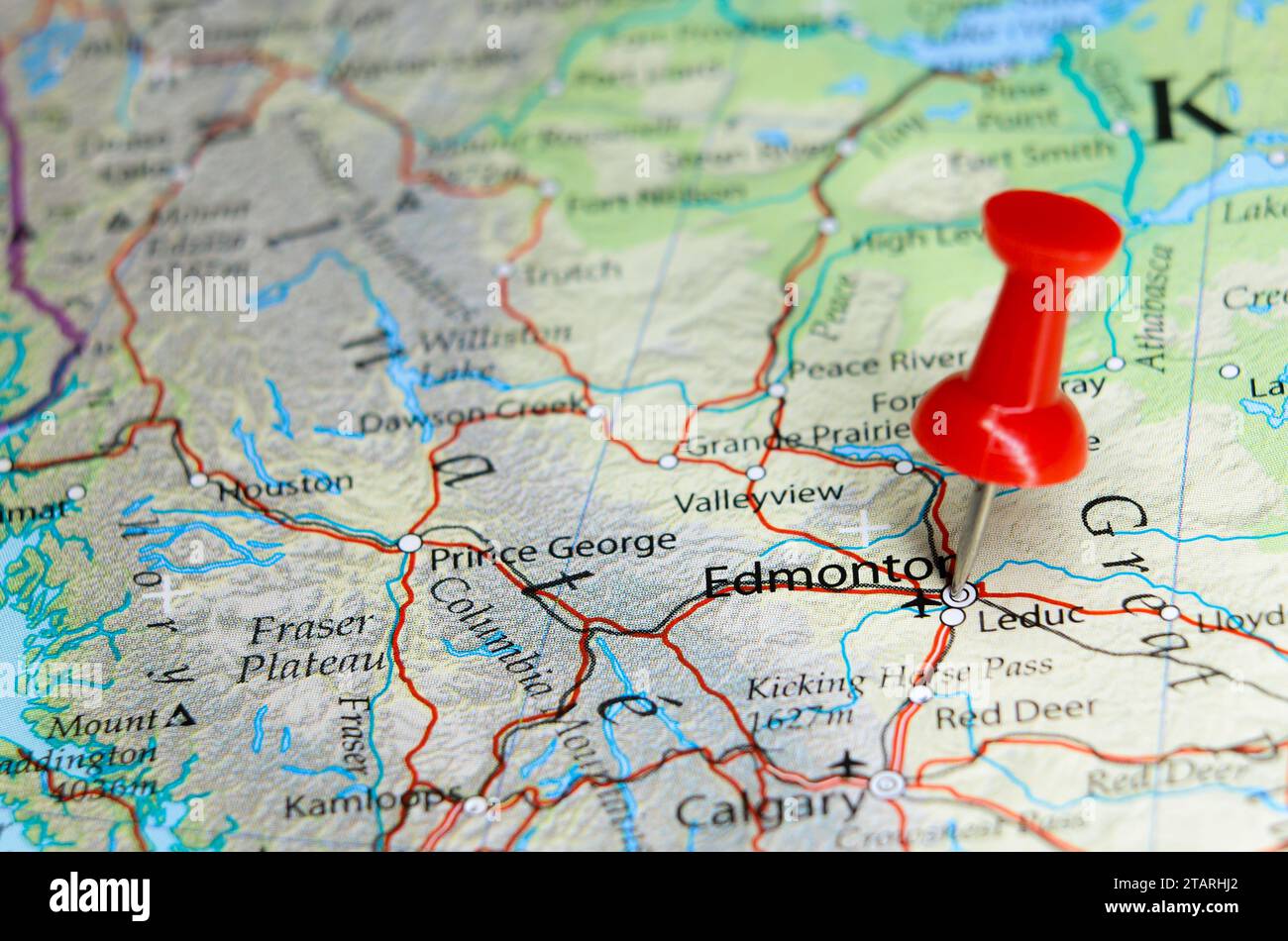 Edmonton, Canada pin on map Stock Photo - Alamy