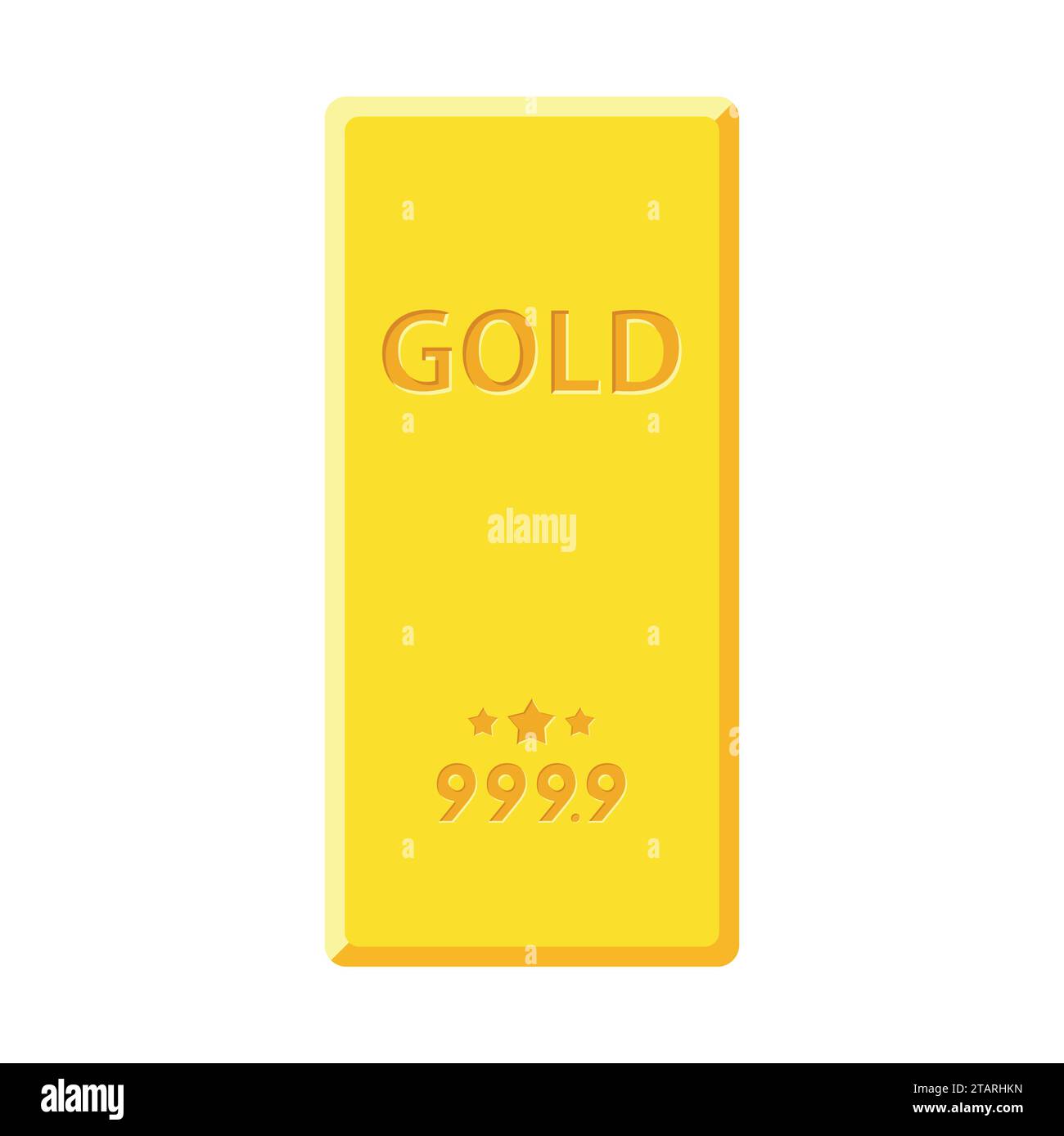 Gold bar isolated on white background. Golden bullion view from above. Vector illustration Stock ...