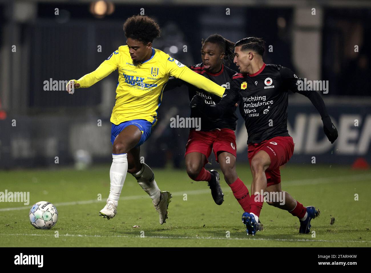 WAALWIJK - (l-r) Godfried Roemeratoe of RKC Waalwijk, Arthur Zagre of sbv Excelsior, Chris ...