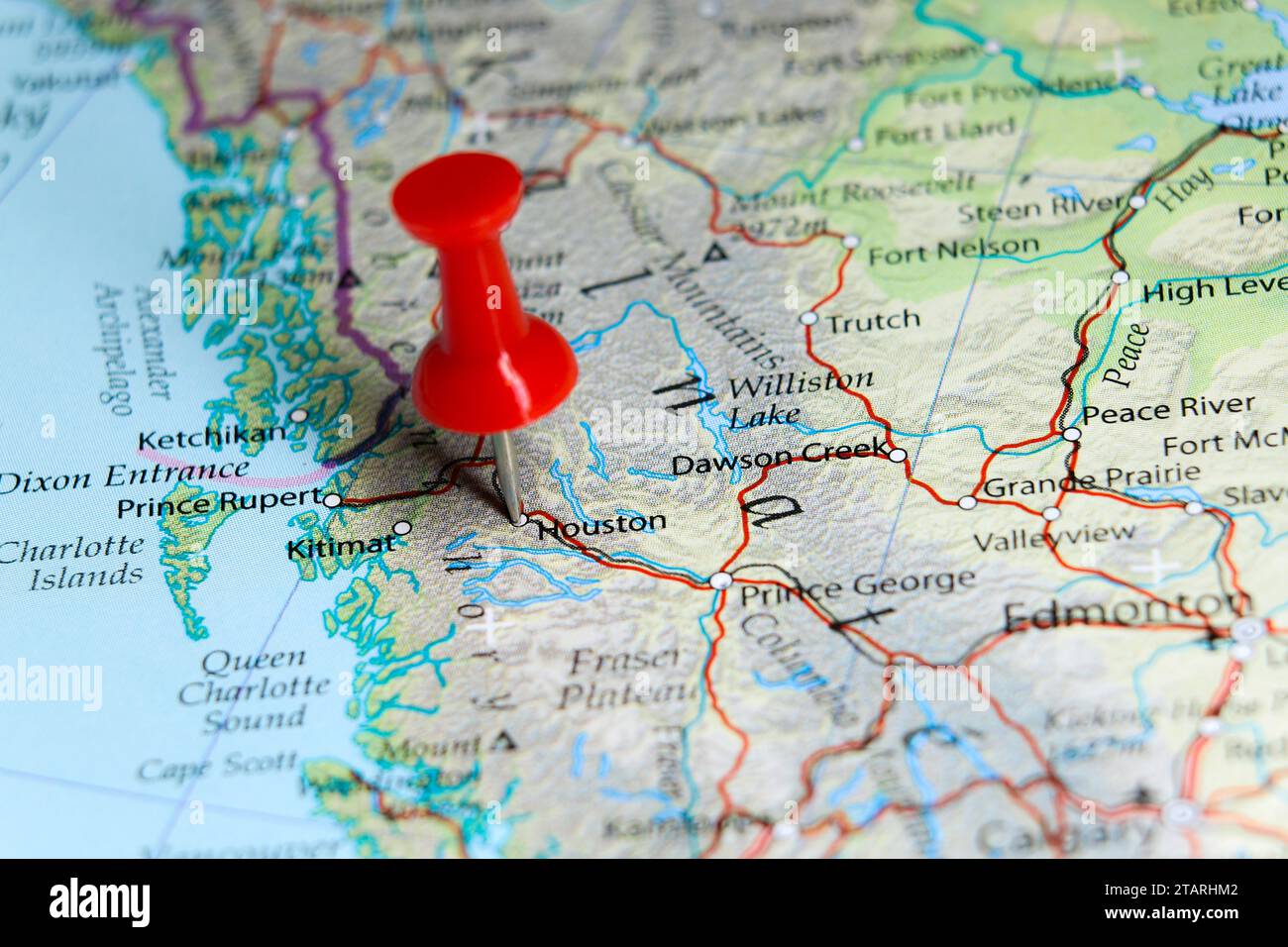 Houston, Canada pin on map Stock Photo - Alamy