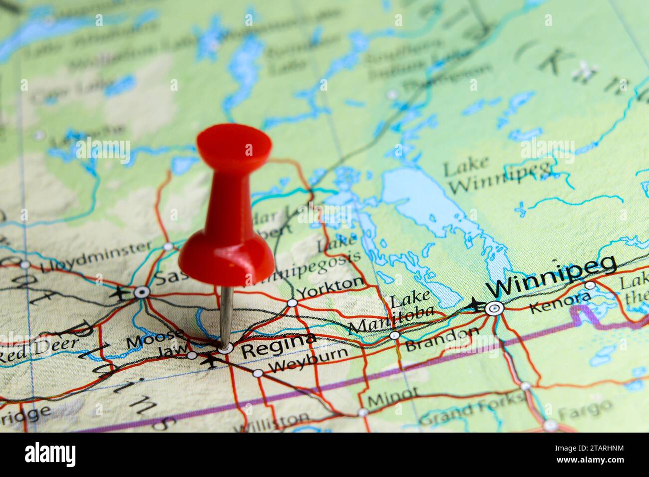 Regina, Canada pin on map Stock Photo - Alamy