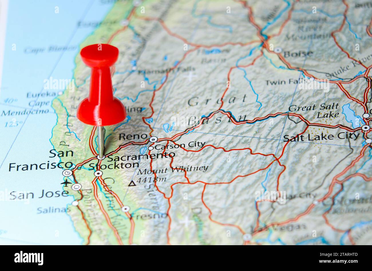 Sacramento, California pin on map Stock Photo - Alamy